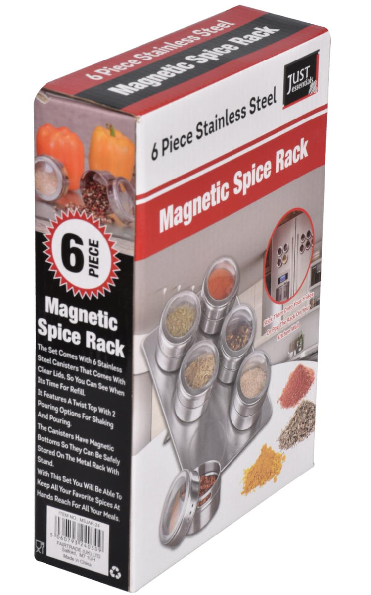 6 Piece Stainless Steel Magnetic Spice Rack – 5poundstuff