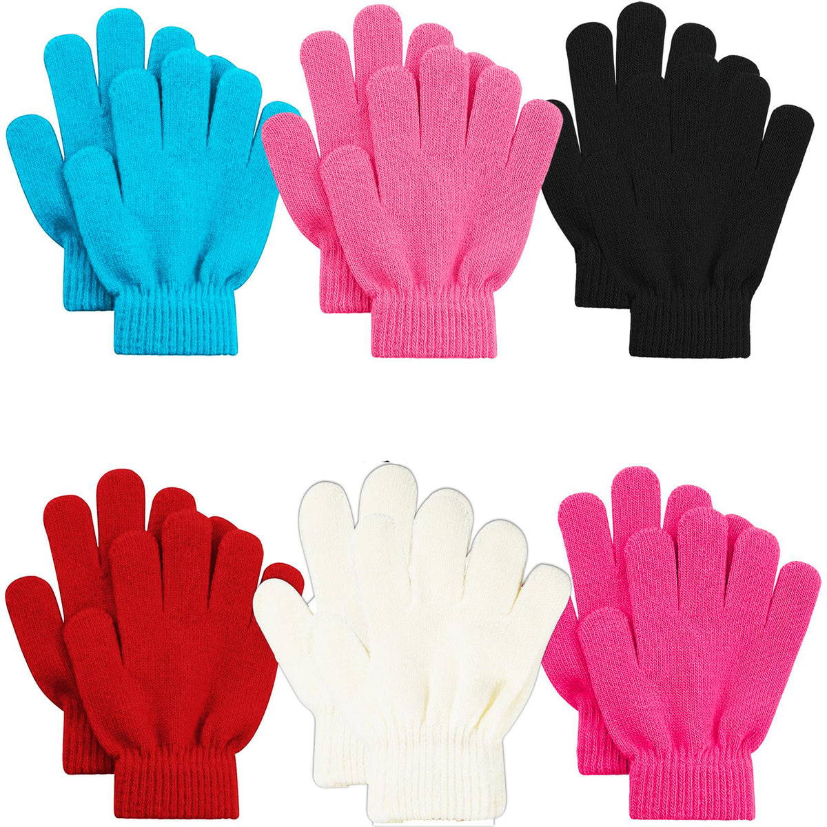 Kids 6 Pack Assorted Colour Gloves – 5poundstuff