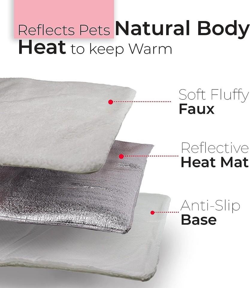 Self-Heating Pet Mat for Dogs & Cats | Reflective Thermal Bed with Sof ...