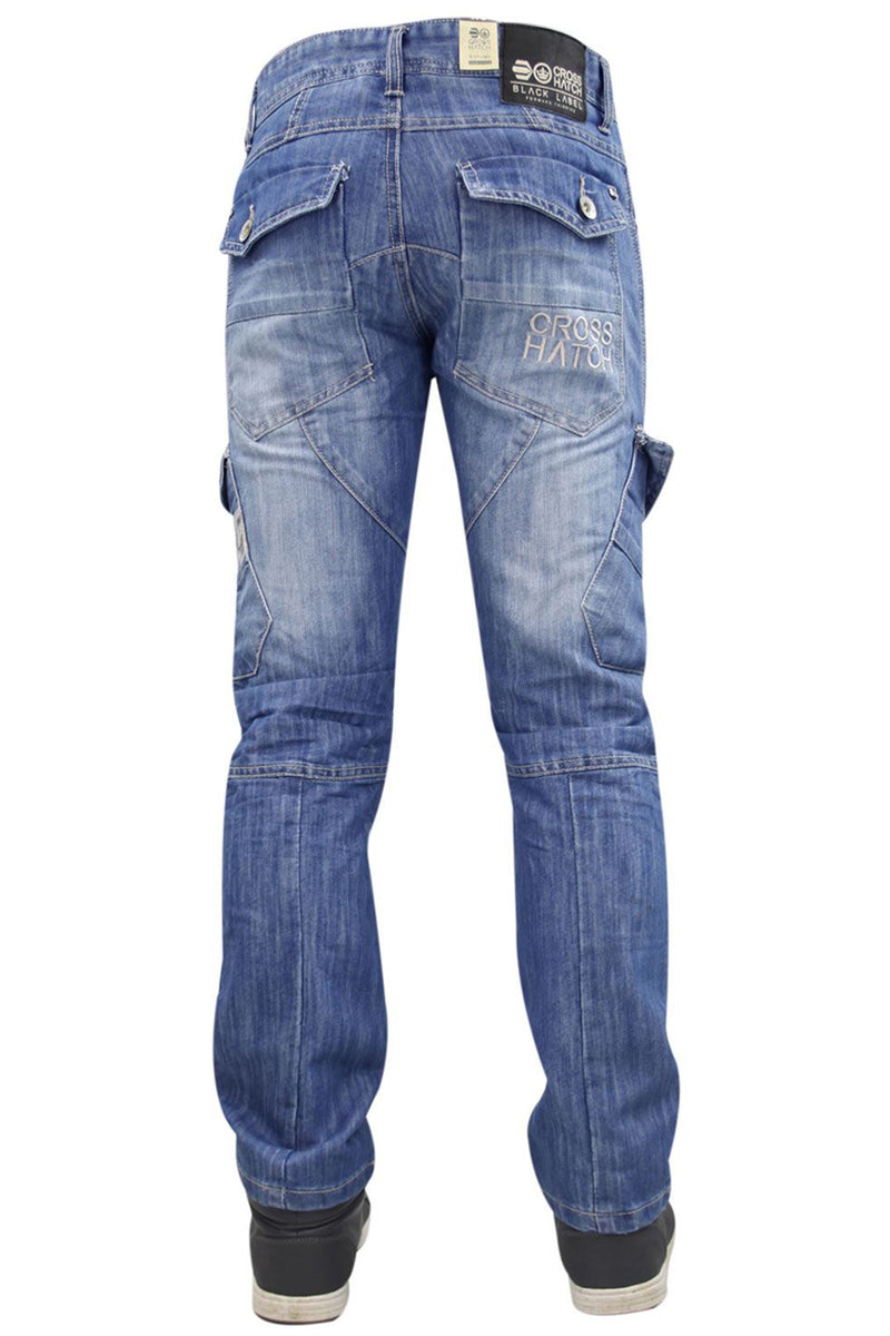 Mens Crosshatch Heavy Duty Cargo Combat Jeans – 5poundstuff