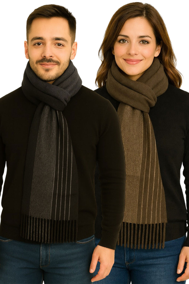 Unisex Wool Blend Check Muffler Scarf – Soft Knit Winter Wrap – 5poundstuff