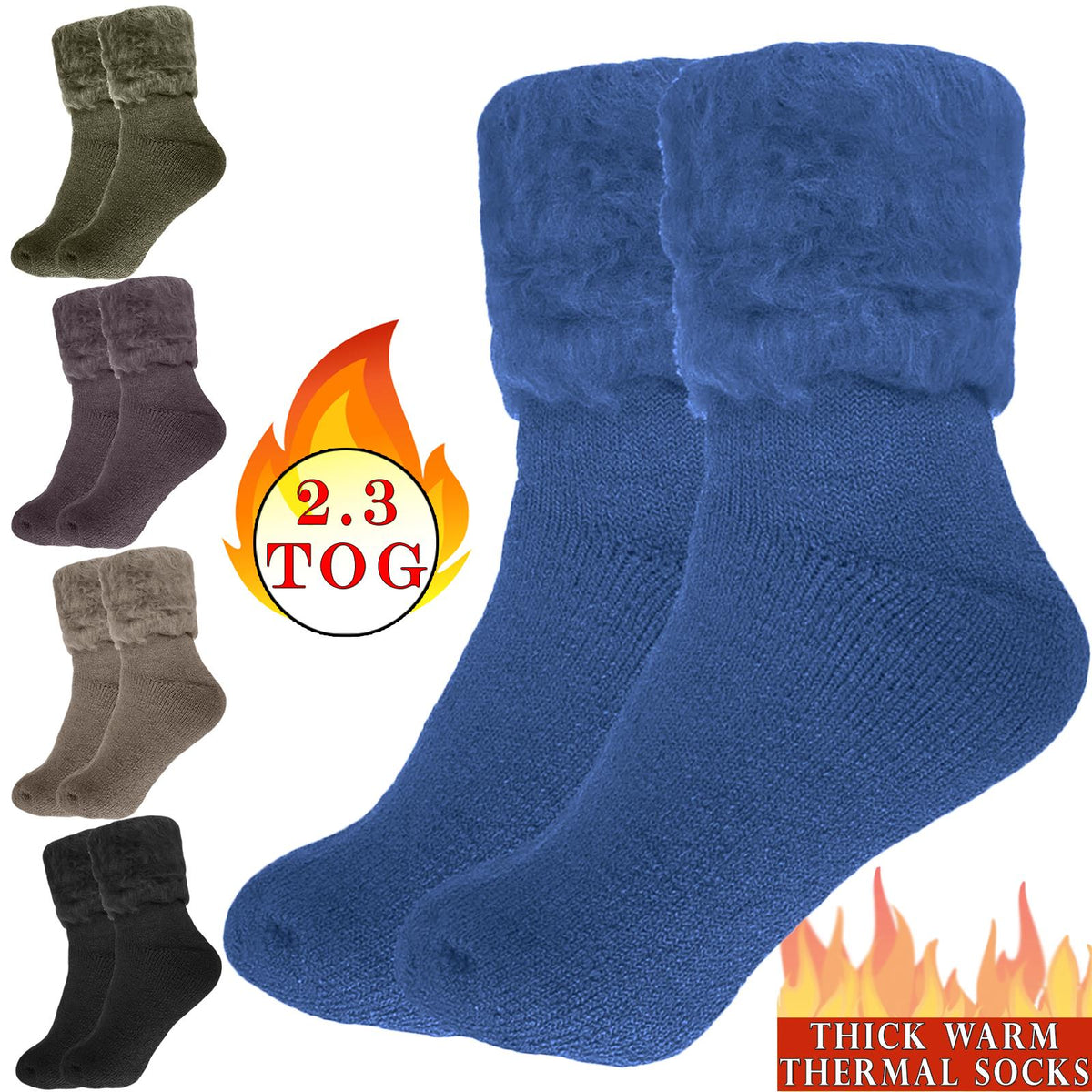 Men’s Thick Thermal Socks – 2.3 TOG Heat Insulated Winter Warm Fleece ...