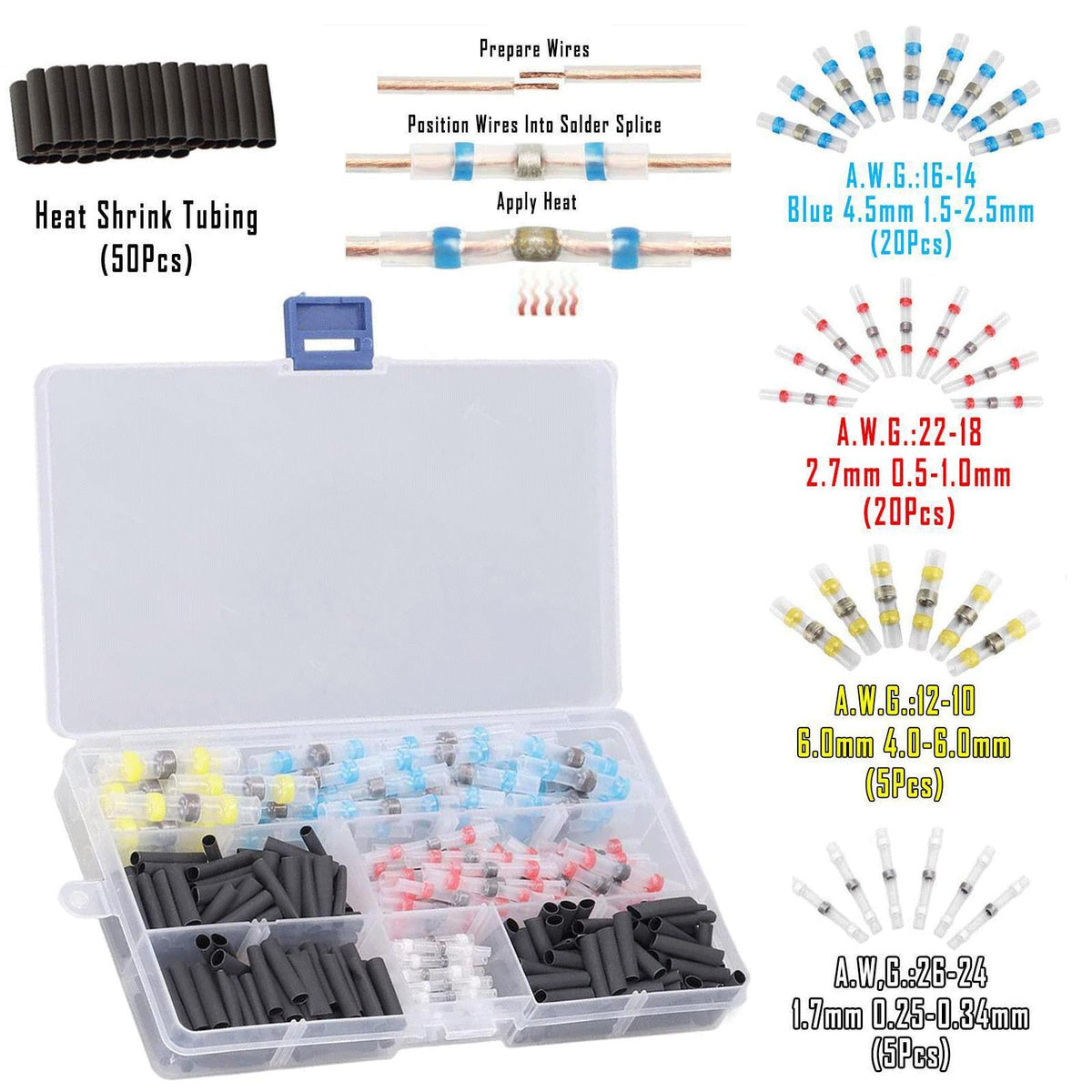 Heat Shrink Wire Connectors Tubing Kit – 5poundstuff