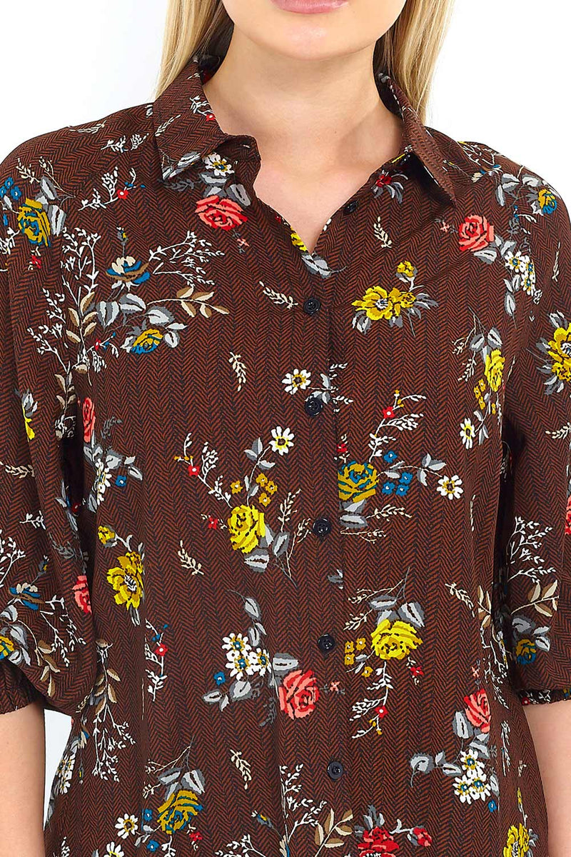 Women Floral Print Button Up Style Shirt – 5poundstuff